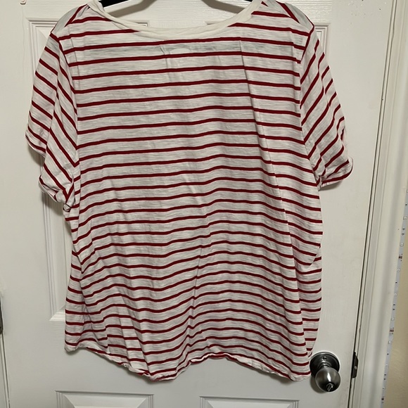 Old Navy | Tops | Womens Old Navy Redwhite Striped V Neck Shirt Sz 3x ...